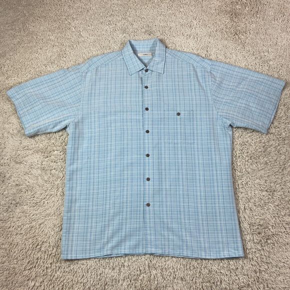 campia moda | Shirts | Campia Moda Shirt Mens Large Blue Plaid Pocket ...